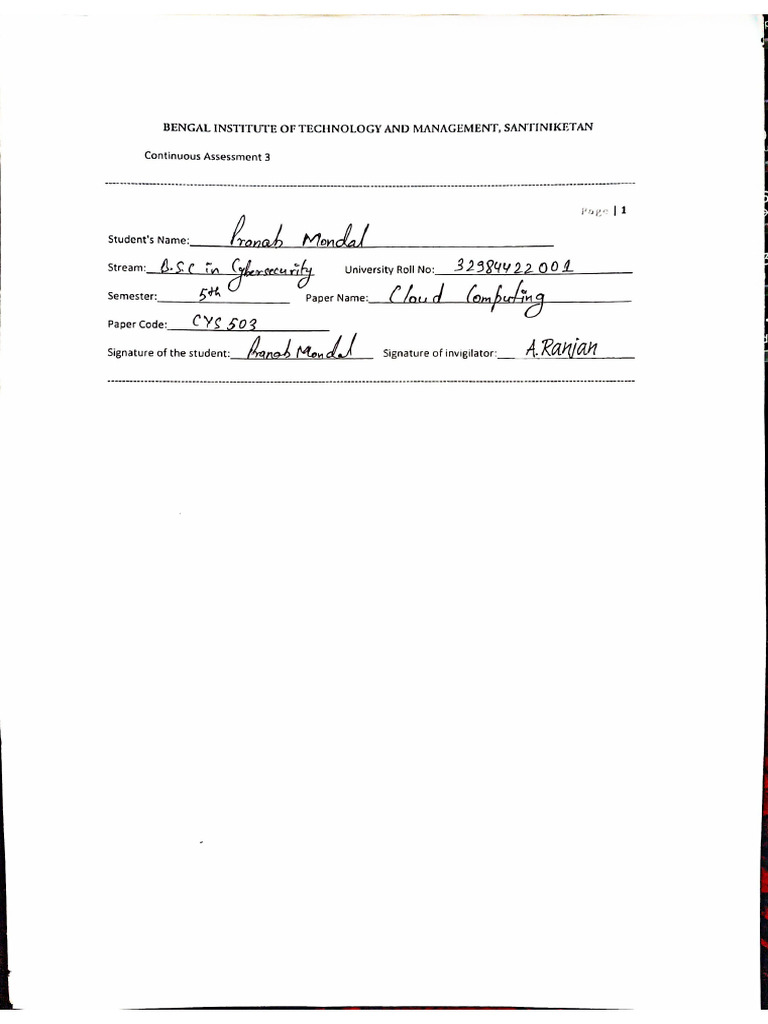Roll - No. - 32984422001 - Pranab Mondal - (CYS-503) | PDF