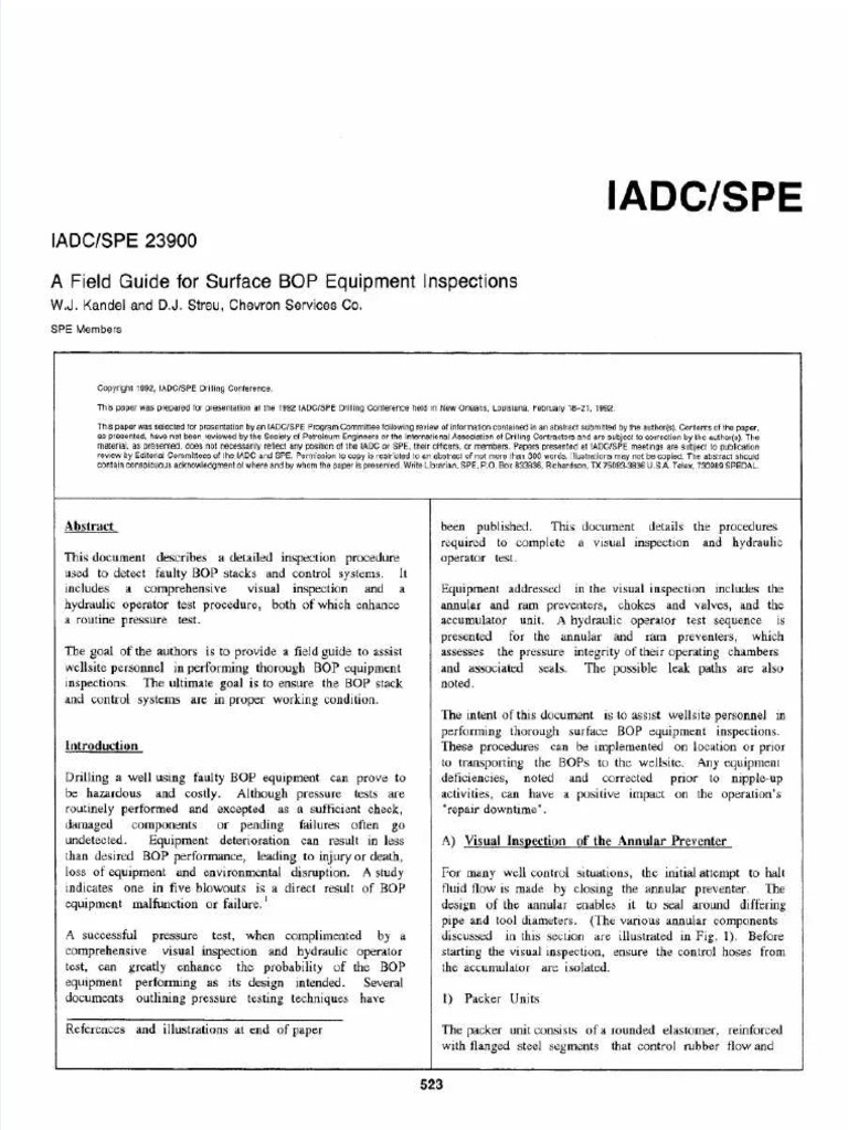 PDF Api RP 53 Spe 23900 de La Iadc Spe Bop Espaol - Compress | PDF