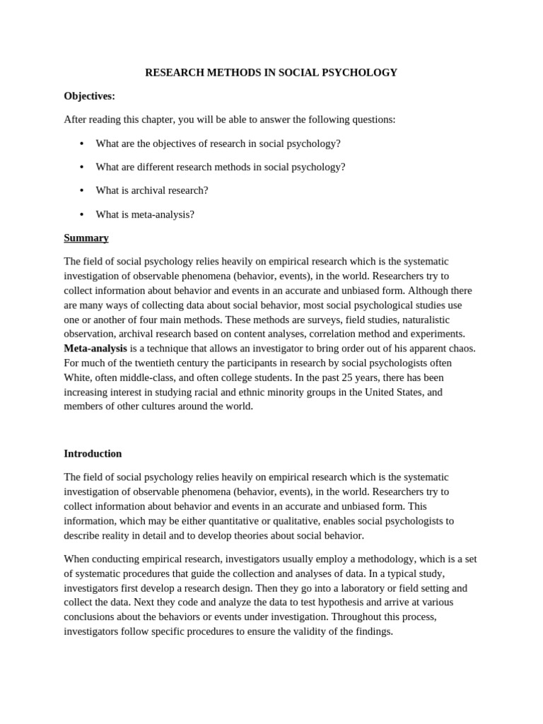 Research Methods in Sports Psychology | PDF | Experiment | Survey ...