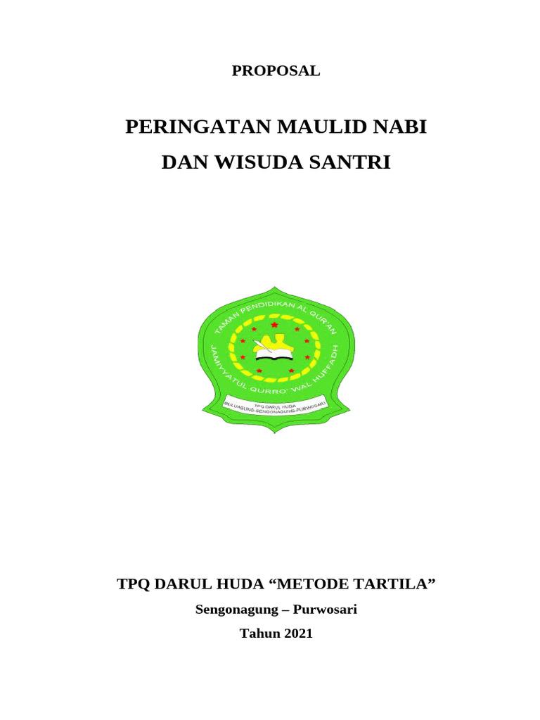 Contoh Proposal Kegiatan Wisuda Santri Dan Maulid Nabi 2021 (A4) | PDF