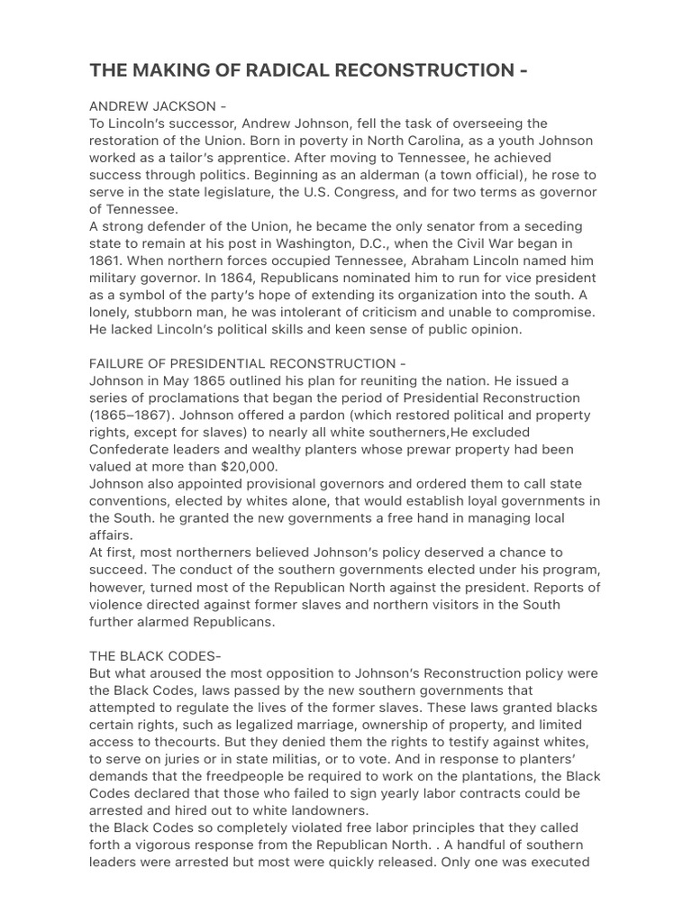 The Making of Radical Reconstruction | PDF | Reconstruction Era ...