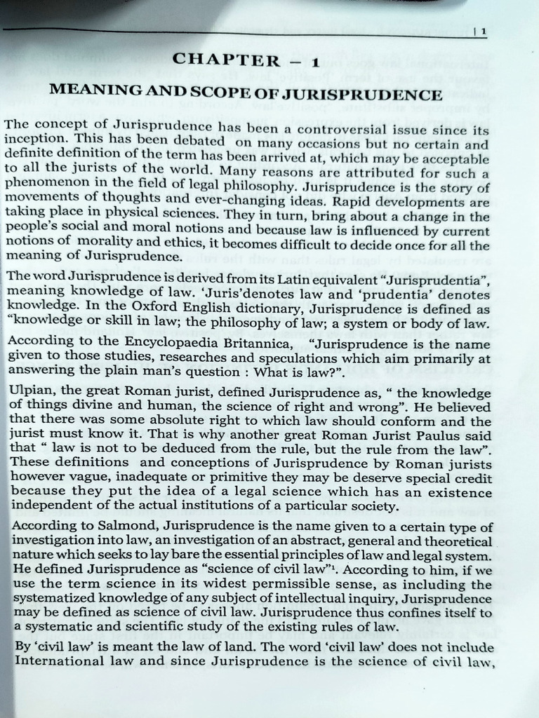 Meaning,Nature of Jurisprudence(1st Chapter) (1) | PDF | Jurisprudence | Science