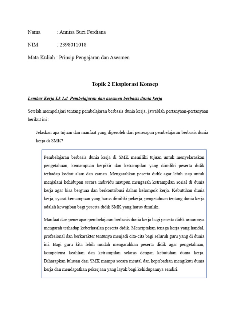 Topik 2 LK 1.d Eksplorasi Konsep - Asesmen | PDF | Bisnis
