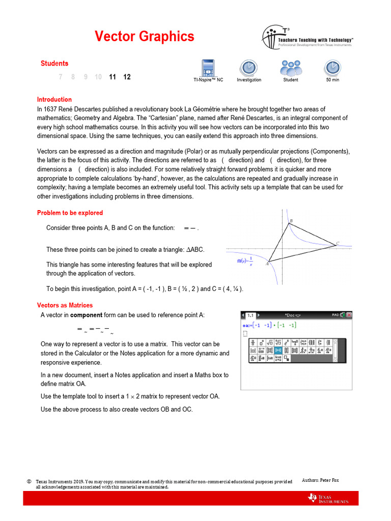 Vector Graphics Student NspireNC | PDF | Euclidean Vector | Matrix ...