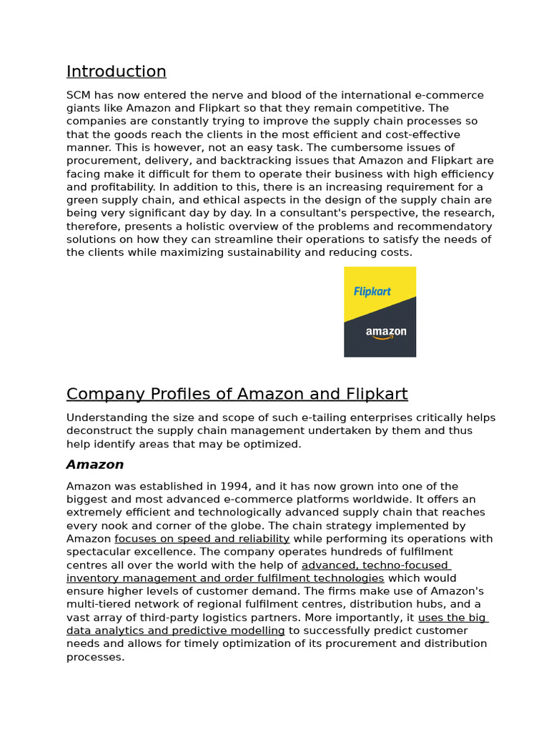 Flipkart Vs Amazon Supply Chain Management Case Study | PDF | Supply Chain | Logistics