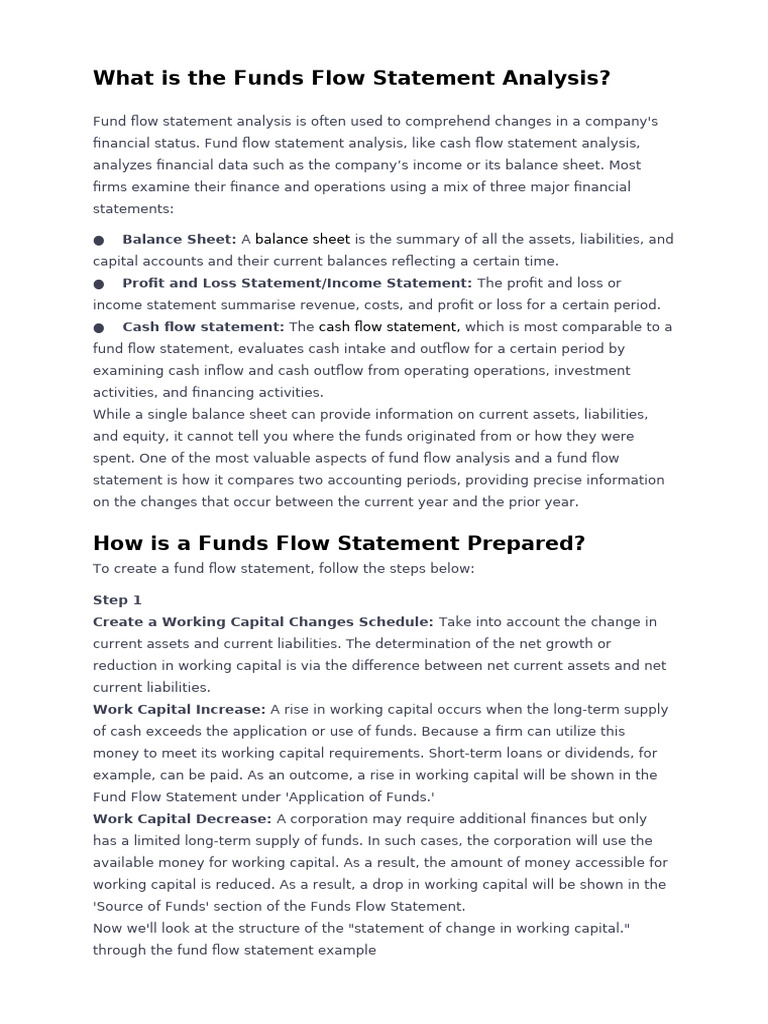 What is the Funds Flow Statement Analysis | PDF | Cash Flow Statement ...