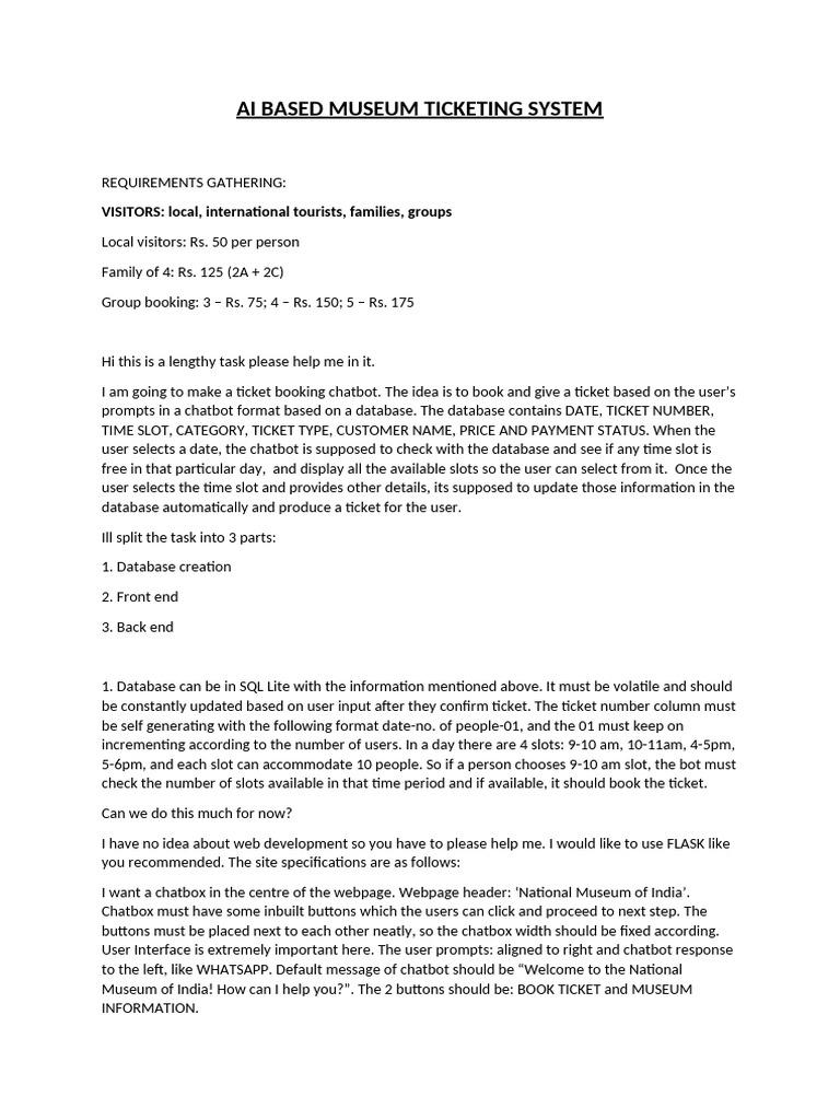 AI Museum Ticketing Chatbot | PDF | Cloud Computing | Computer Security