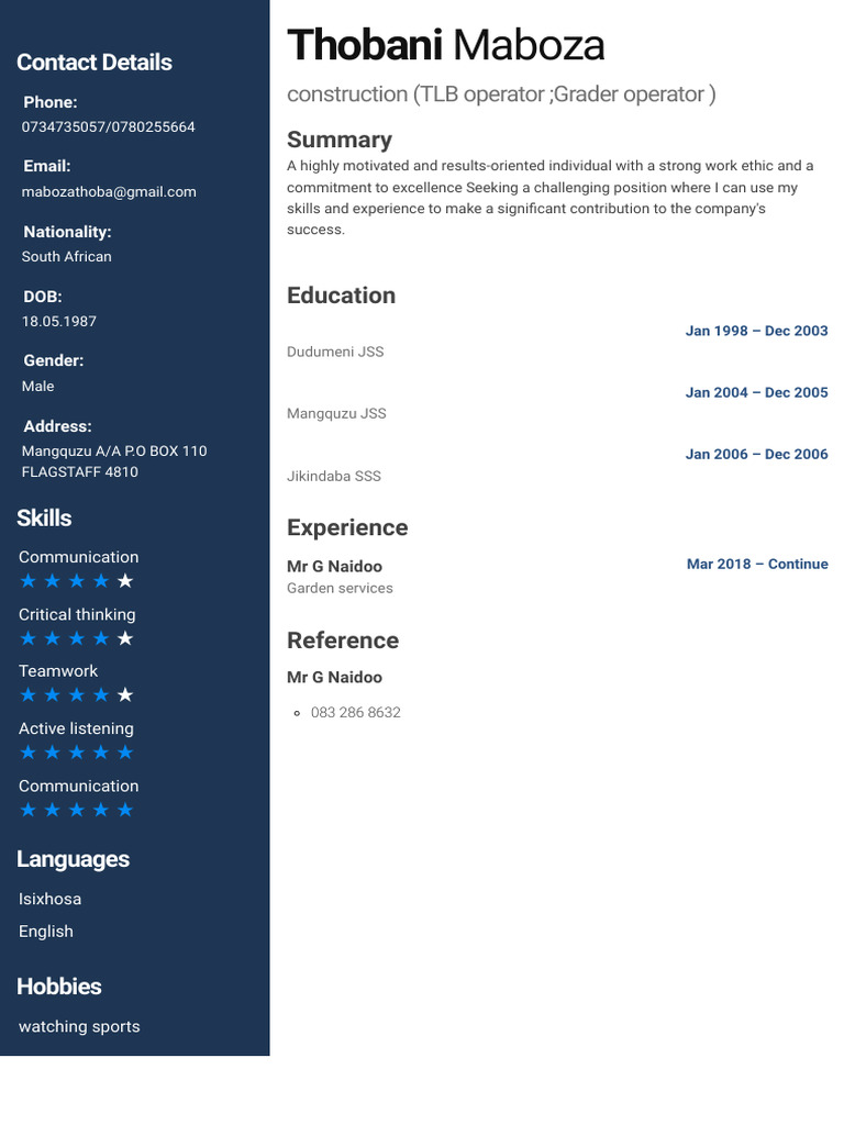 Thobani Resume 338 | PDF