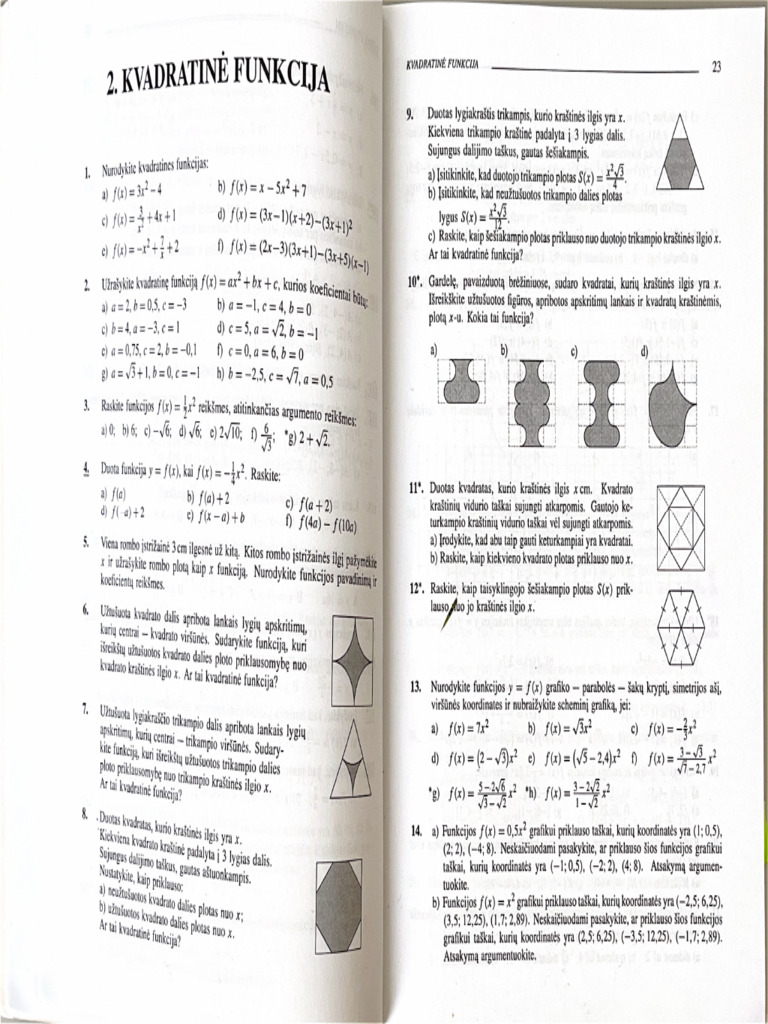 Užd. 9kl. 2sk. Kvadratinė Funkcija - Rotated | PDF