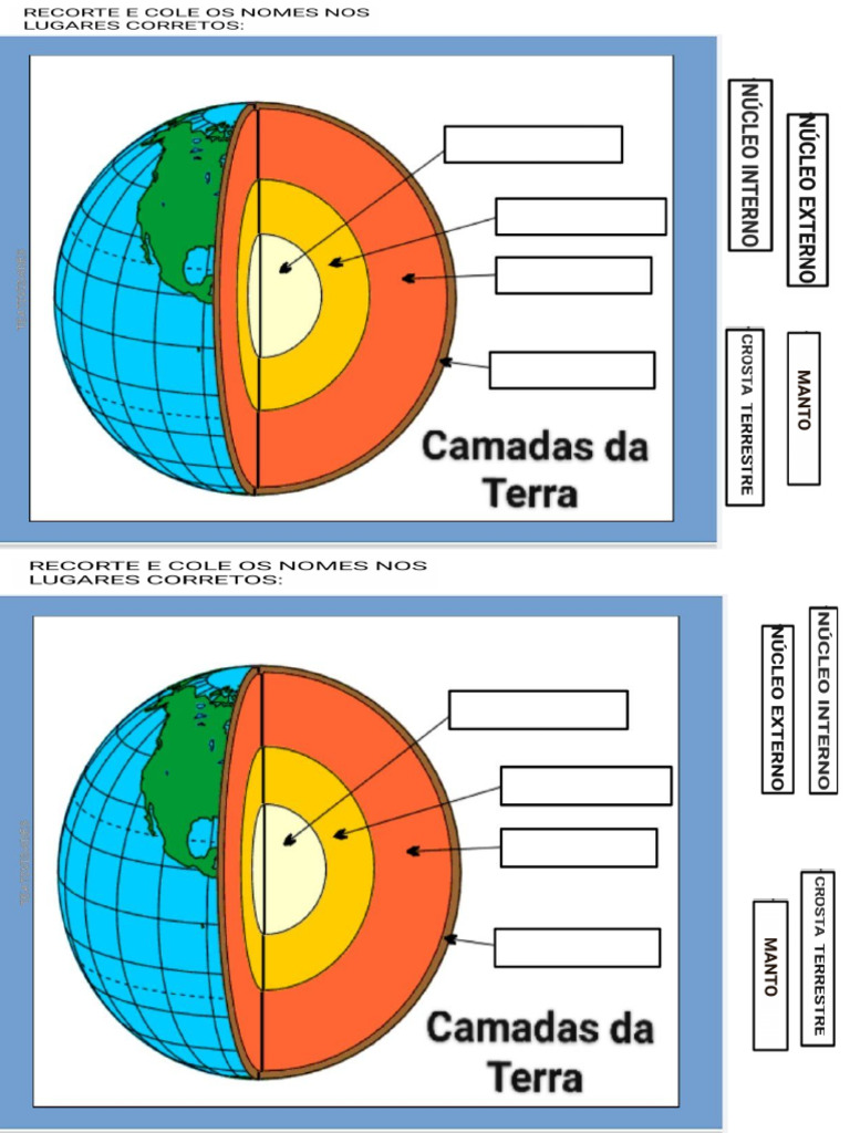 Estrutura da Terra_5° ano_recorte e cole | PDF