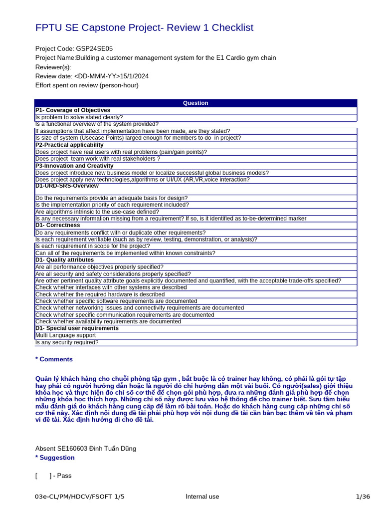 05 Checklist CapstoneProjectReview1 2 3 | PDF | Software Testing | System
