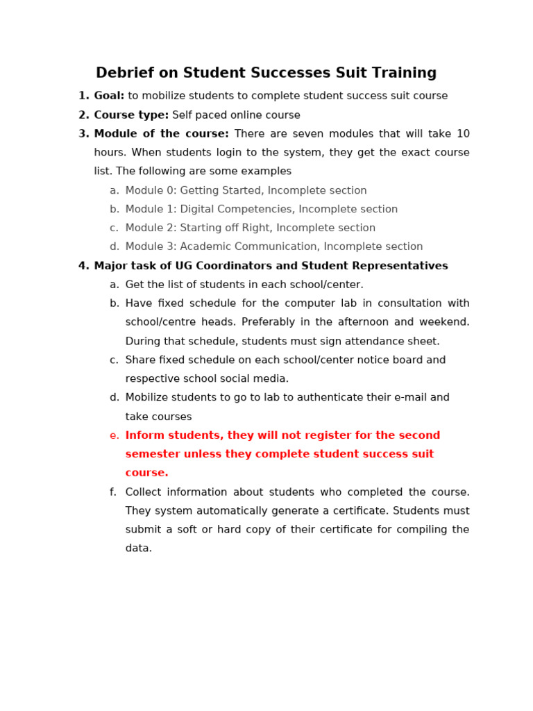 Student Success Course Debrief | PDF | Computers