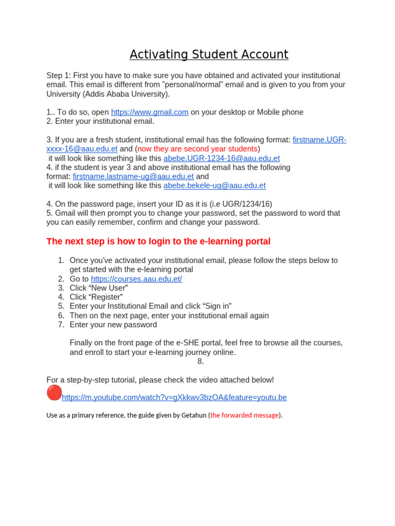 Activating Your AAU Student Account | PDF | Computers