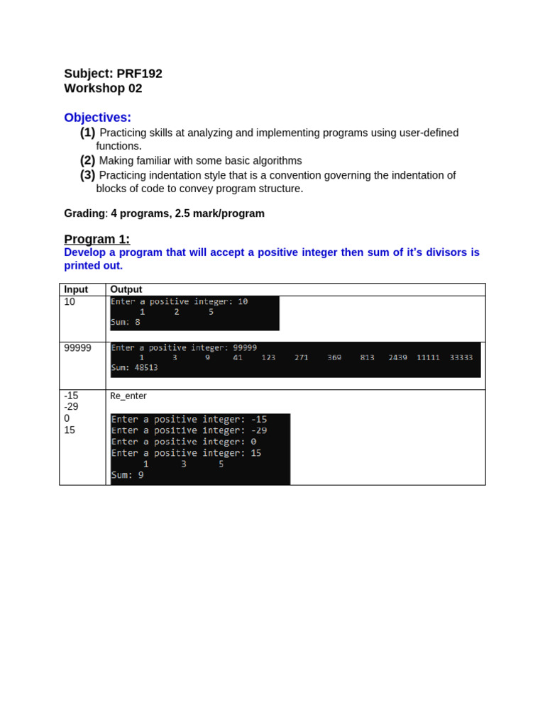 Programming Workshop: User-Defined Functions | PDF