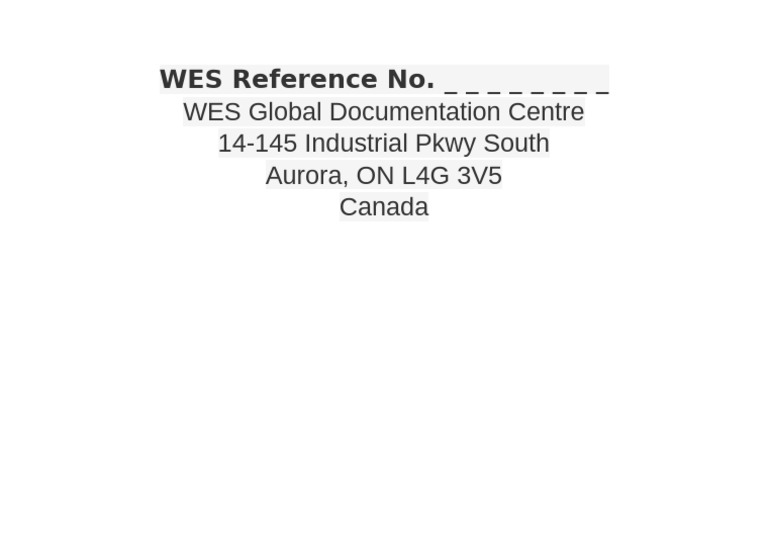 WES Reference No | PDF