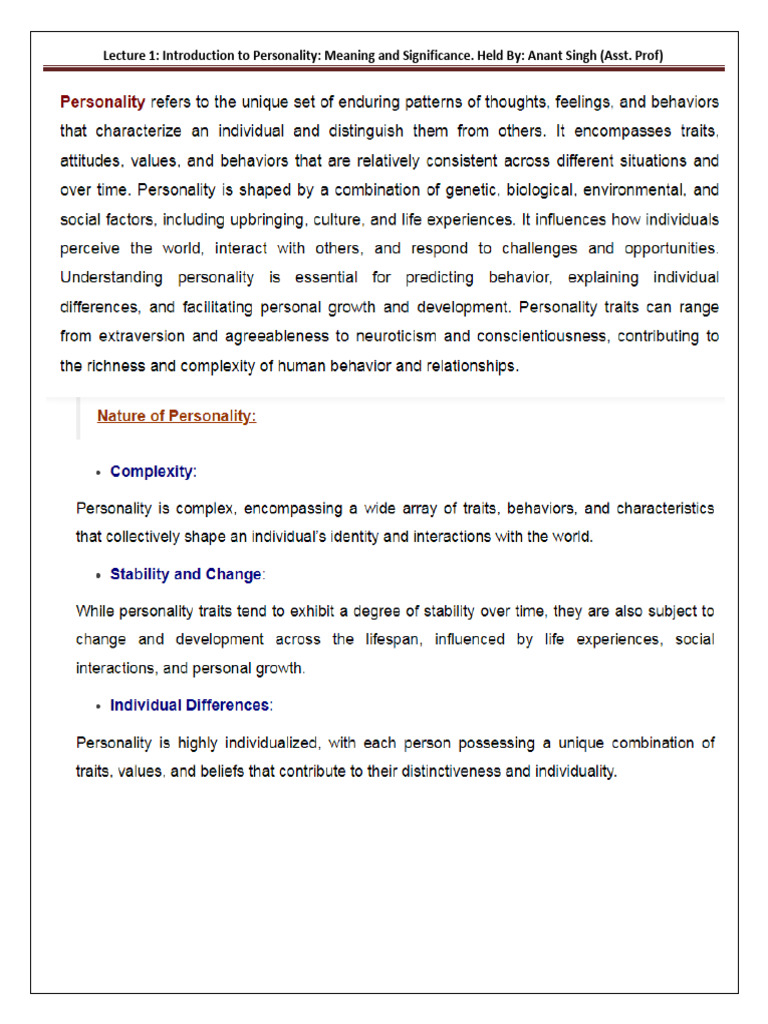 BBA 1st Sem Personality Development and Grooming Unit I & II Study ...
