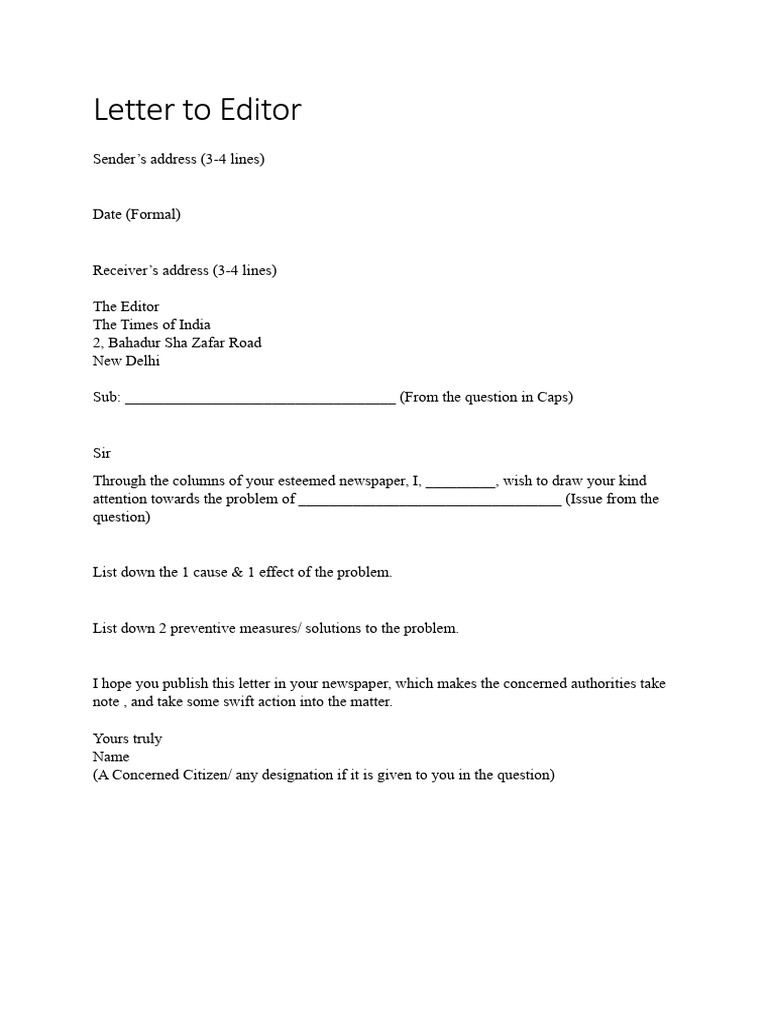 Letter To Editor Format | PDF | Social Science