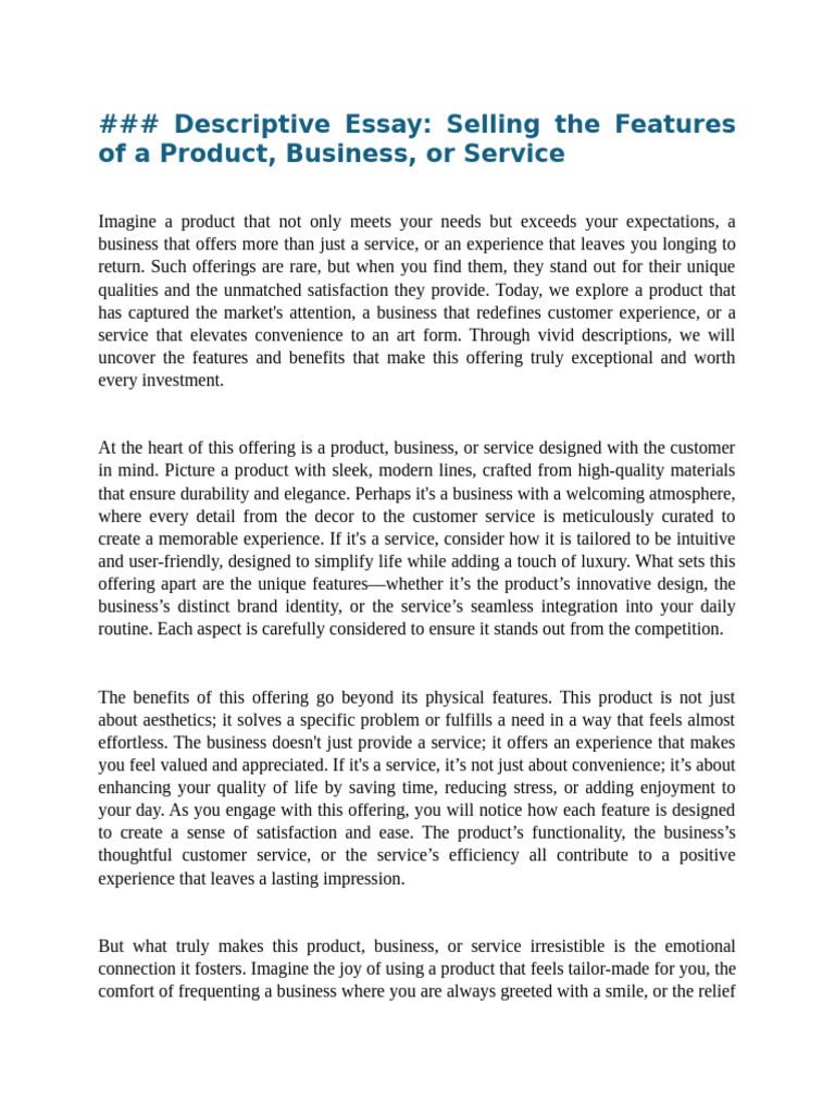 Descriptive Essay | PDF | Experience