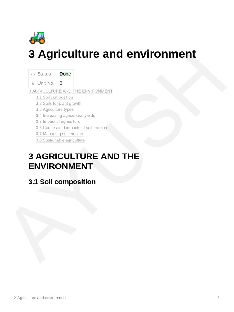 3 Agriculture and environment | PDF | Soil | Agriculture