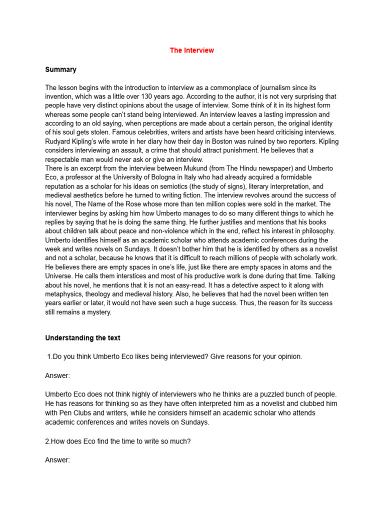 The Interview Pdf Novels Reason