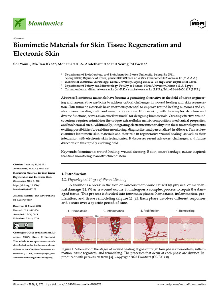 Biomimetic Materials for Skin Tissue Regeneration | PDF | Wound Healing ...