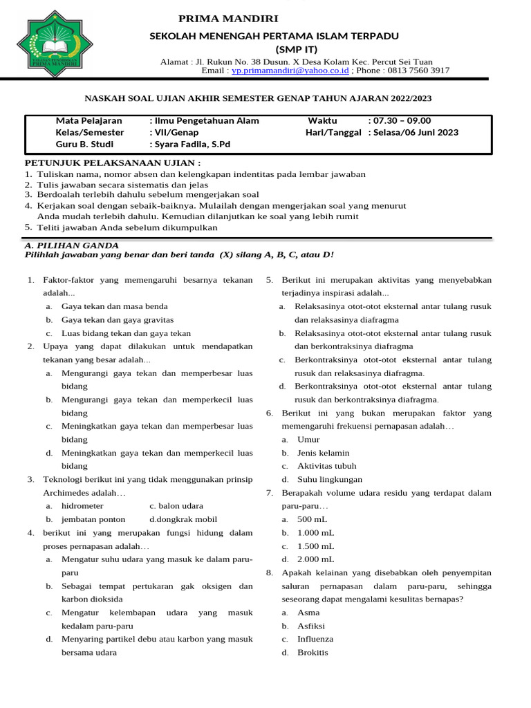 Soal Ipa Sem 2 KLS Viii | PDF | Kajian Bahasa Asing | Sains & Matematika
