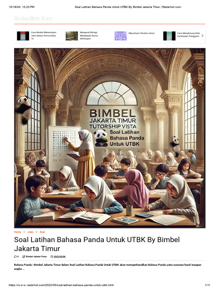 Soal Latihan Bahasa Panda Untuk UTBK by Bimbel Jakarta Timur Radarhot Com | PDF | Kajian Bahasa ...