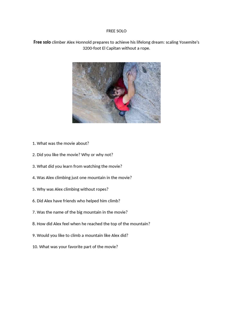 FREE SOLO Esl Activity | PDF