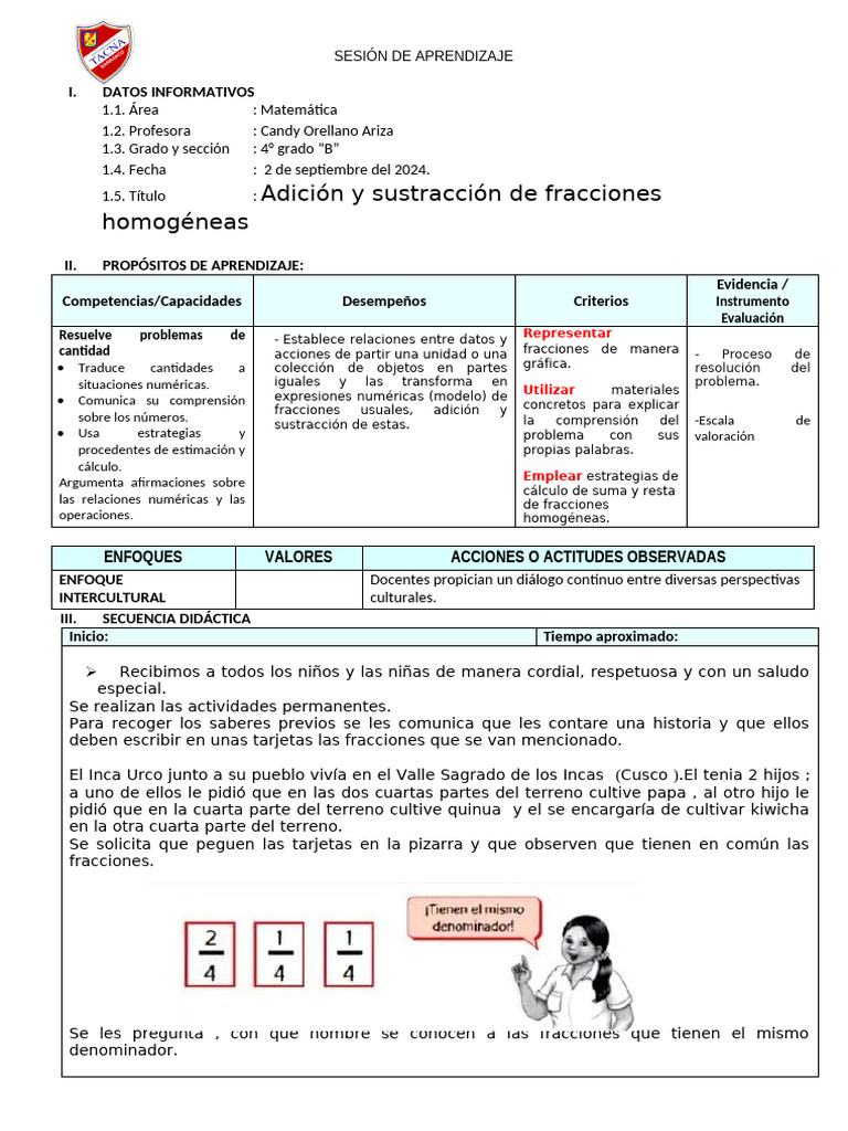 Suma y Resta de Fracciones Homogeneas 2-Septi | PDF | Sustracción ...