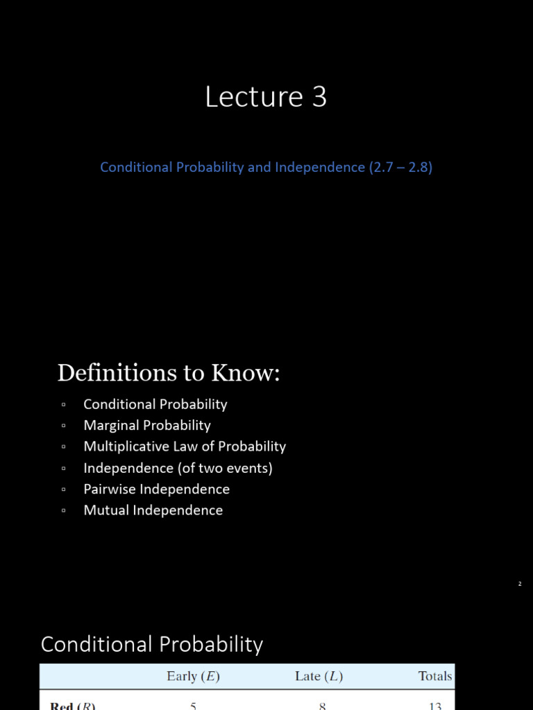 3+Conditional+Probability+and+Independence+ (2 7-2 8) | PDF | Probability | Probability Theory