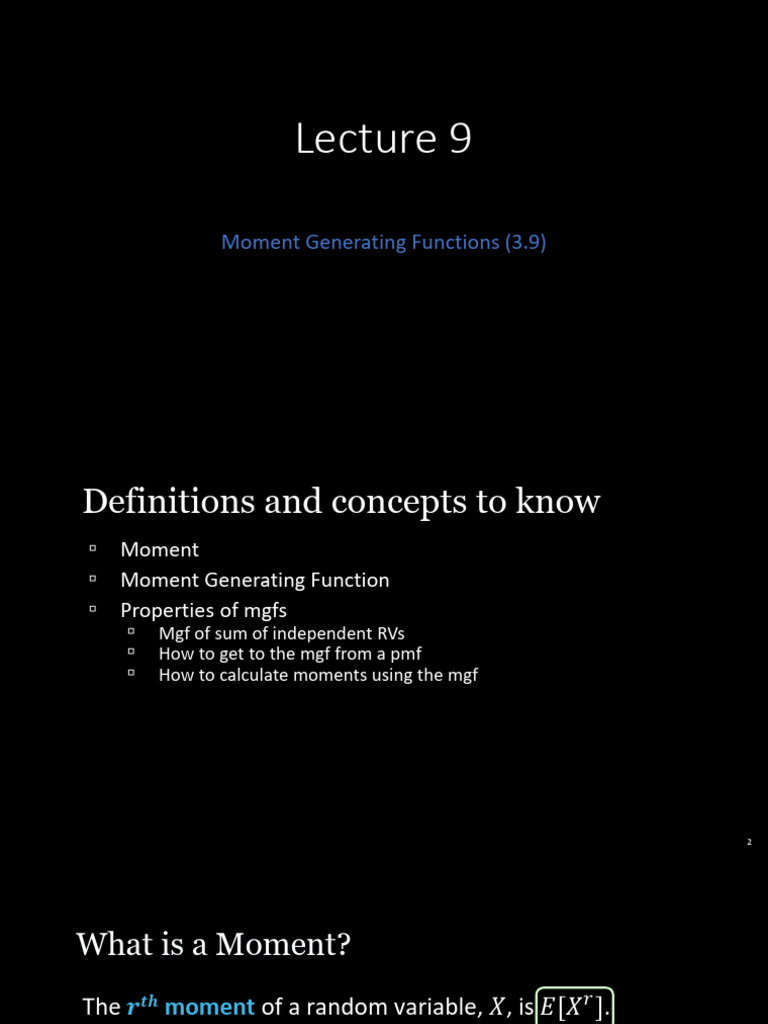 Moment Generating Functions Explained | PDF | Random Variable ...