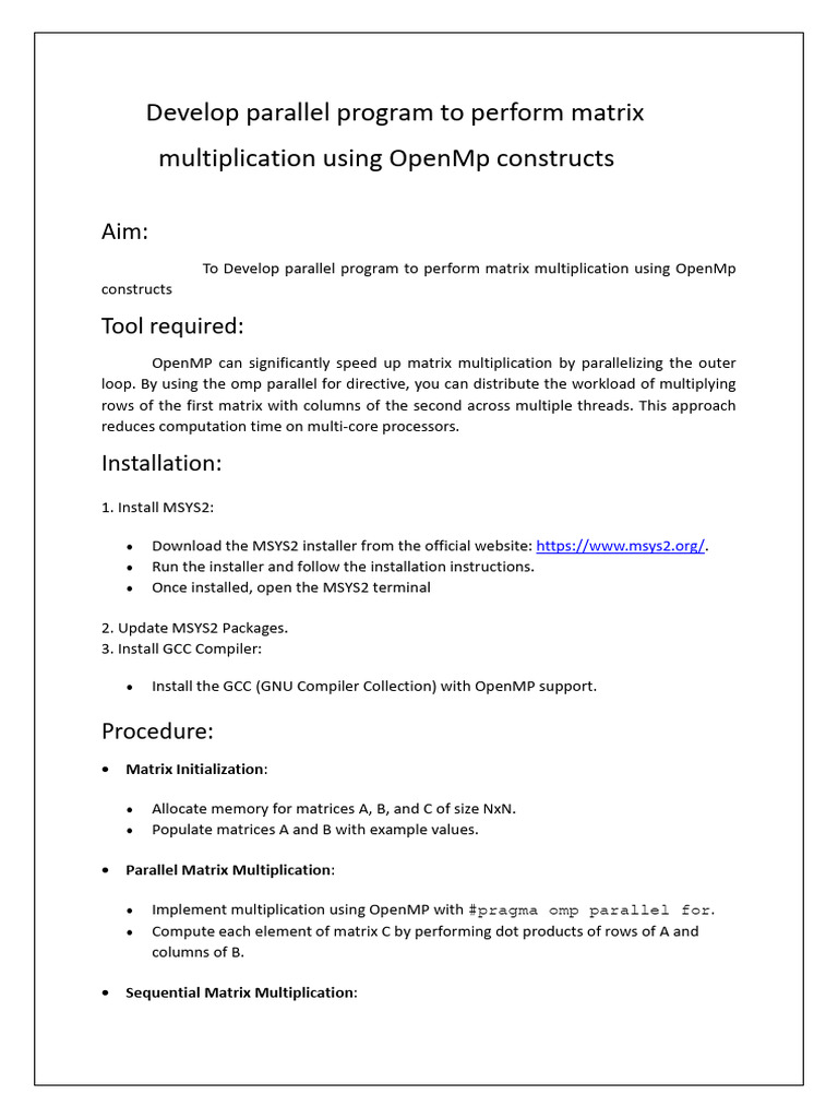 OpenMP Matrix | PDF | Parallel Computing | Matrix (Mathematics) OpenMP Matrix | PDF | Parallel Computing | Matrix (Mathematics)