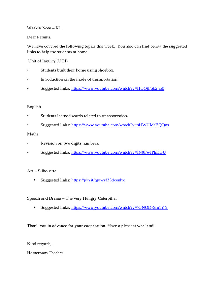 Weekly Note | PDF