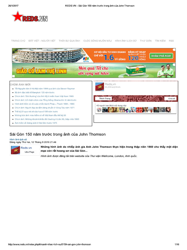 REDS - VN - Sài Gòn 150 Năm Trư C Trong NH C A John Thomson | PDF
