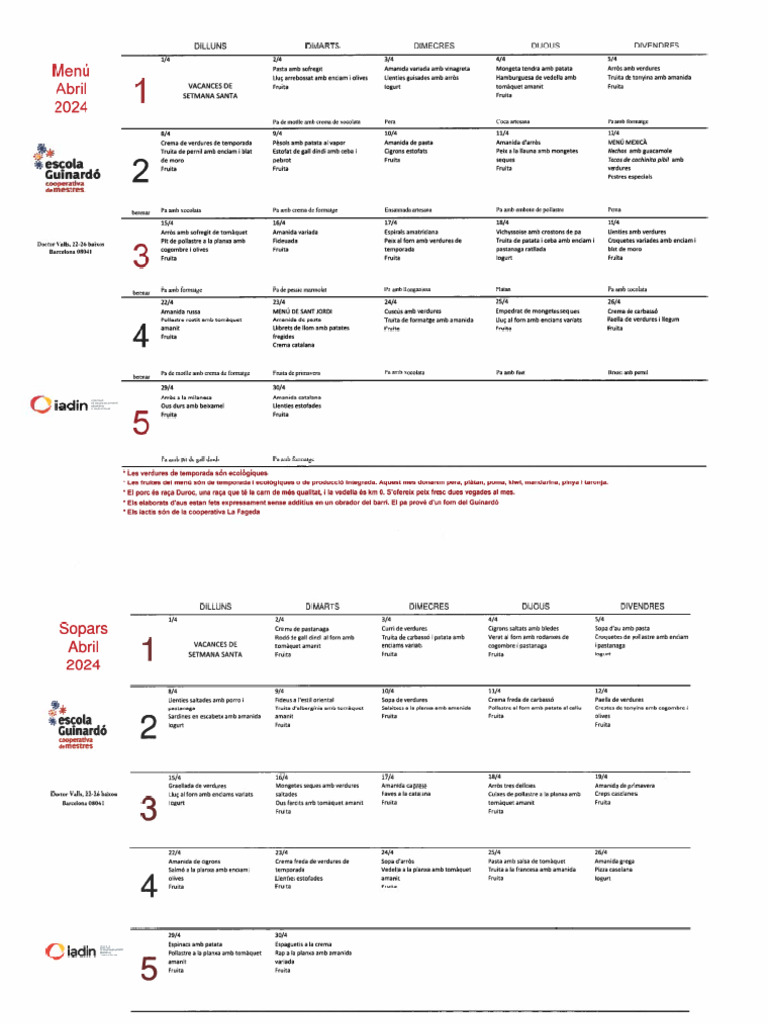 2468 1 Menu Abril | PDF
