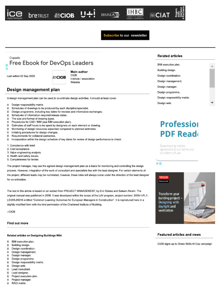 Design Management Plan Outline | PDF