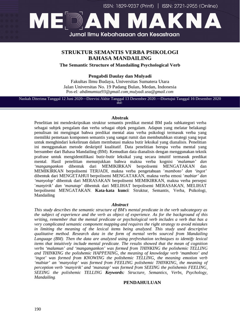 Struktur Semantis Verba Psikologi | PDF