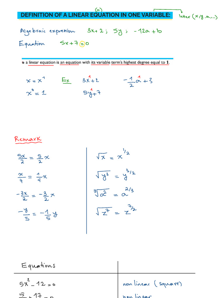 Linear Equations - Part 1 | PDF