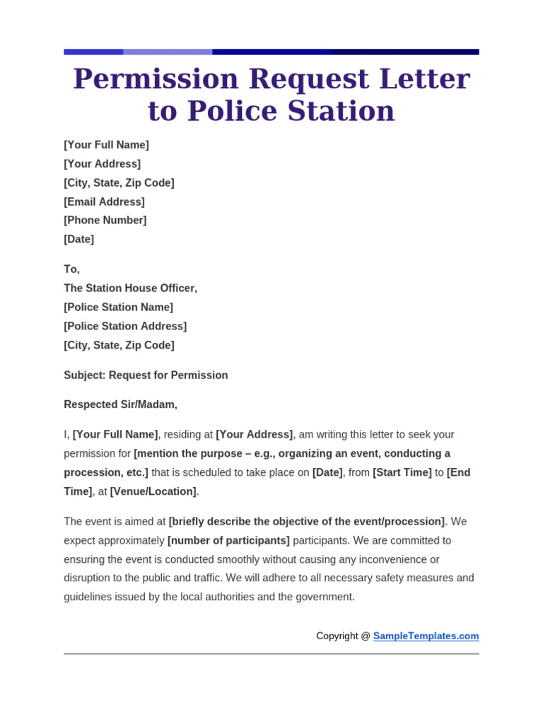 Permission Request Letter To Police Station | PDF