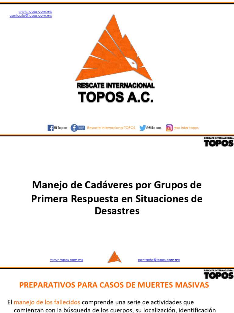 Manejo de Cadáveres en Desastres | PDF | Infección | Cadáver