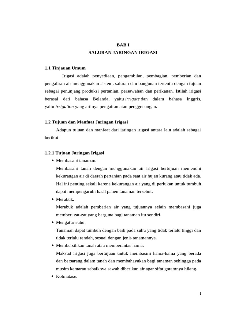 BAB 1. Sistem Jaringan Irigasi | PDF | Griya & Taman | Sains & Matematika