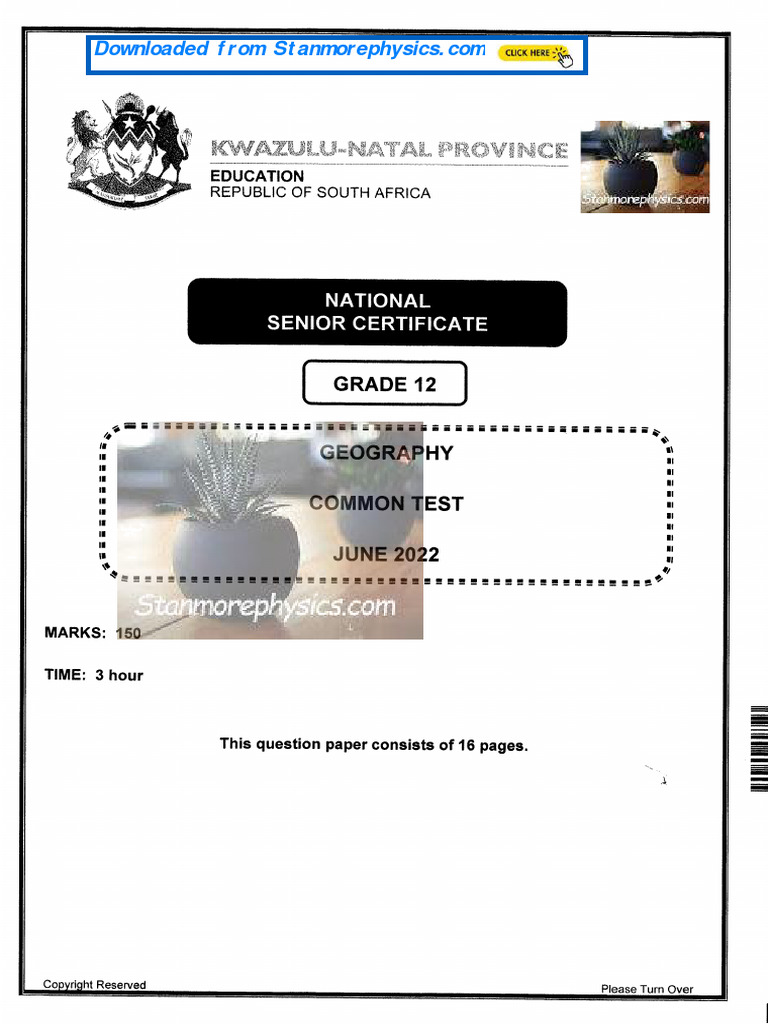 Grade 12 Geography June 2022 Memo | PDF