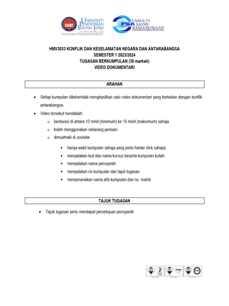 Arahan Tugasan Berkumpulan | PDF