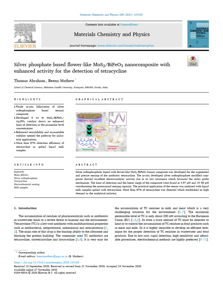 Silver Phosphate Based Flower Like MoS2 BiFeO3 Nanocompo - 2021 ...