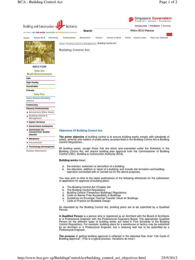 Building Control Act - Objectives | PDF