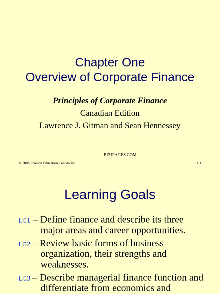 Overview of Corporate Finance Principles | PDF | Sole Proprietorship | Equity (Finance)