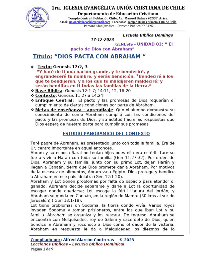 GENESIS UNIDAD 03 - Leccion N. 01 DIOS PACTA CON ABRAM | PDF | Abrahán ...