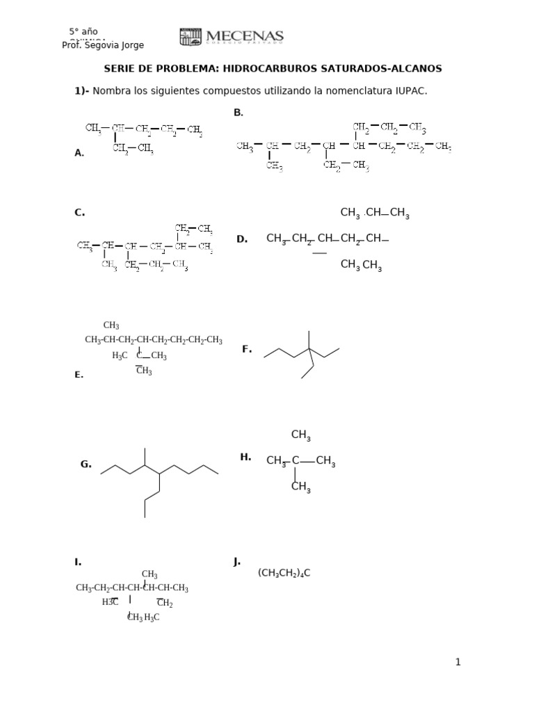 5°quimica Actividad-Alcanos | PDF | Alcano | Química