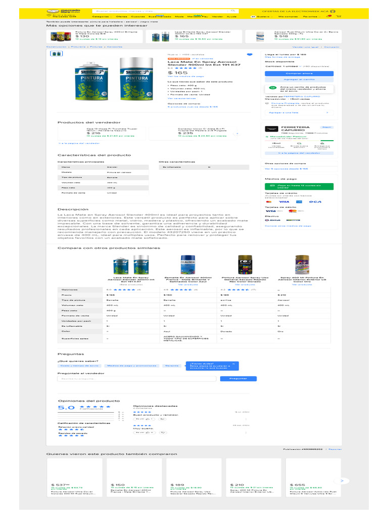 Laca Mate en Spray Aerosol Slender 400ml Int Ext 191 K37 - Cuotas Sin Interés | PDF | Procesos ...