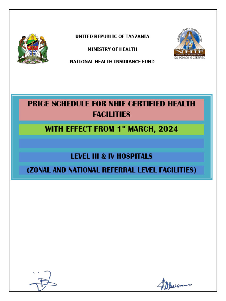 NHIF Benefits Package - Zonal & National Referral Level | PDF ...